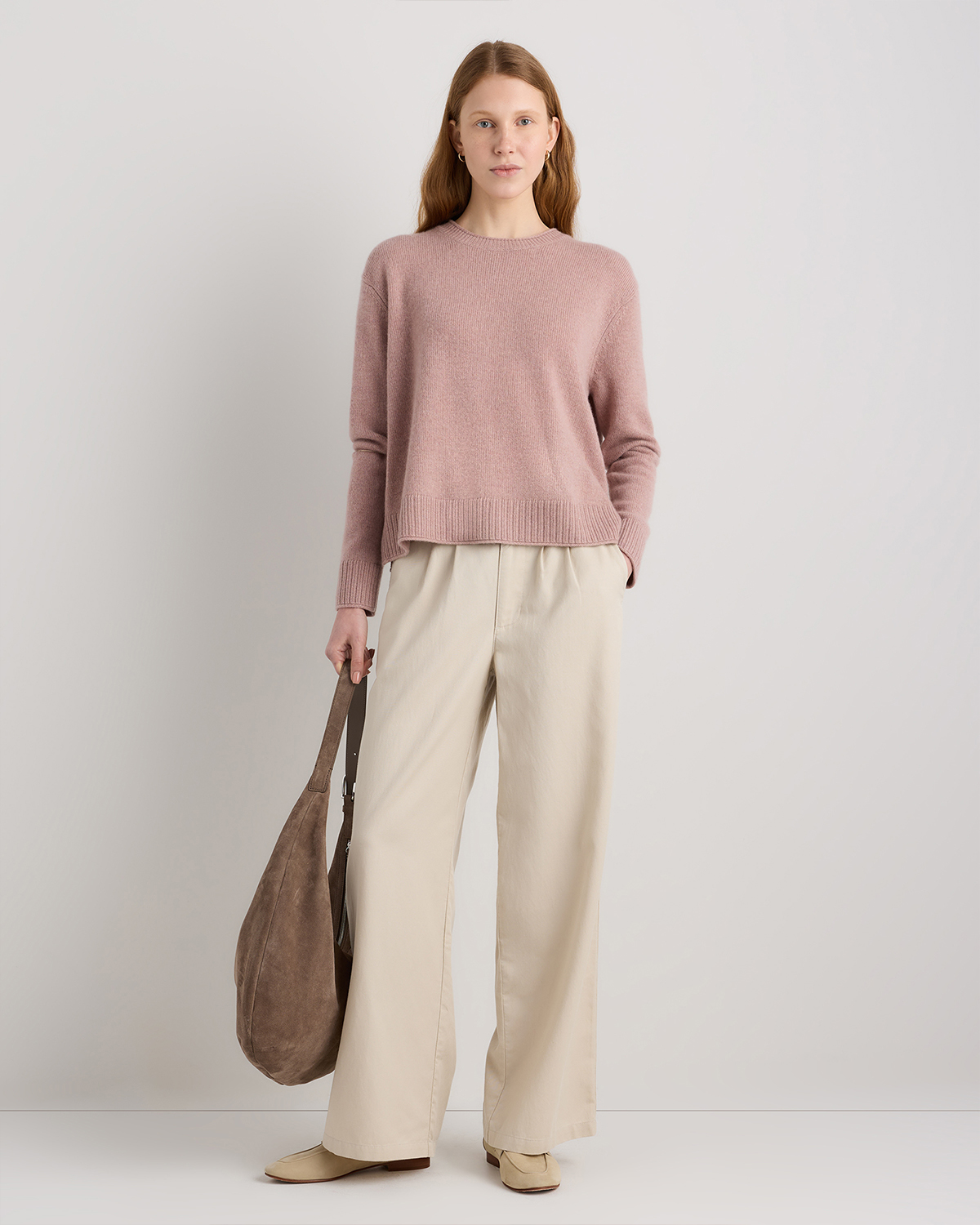 QUINCE Boxy Crewneck Mongolian Cashmere Sweater